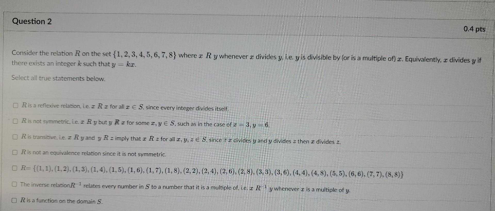 Solved Consider the relation R on the set {1,2,3,4,5,6,7,8} | Chegg.com