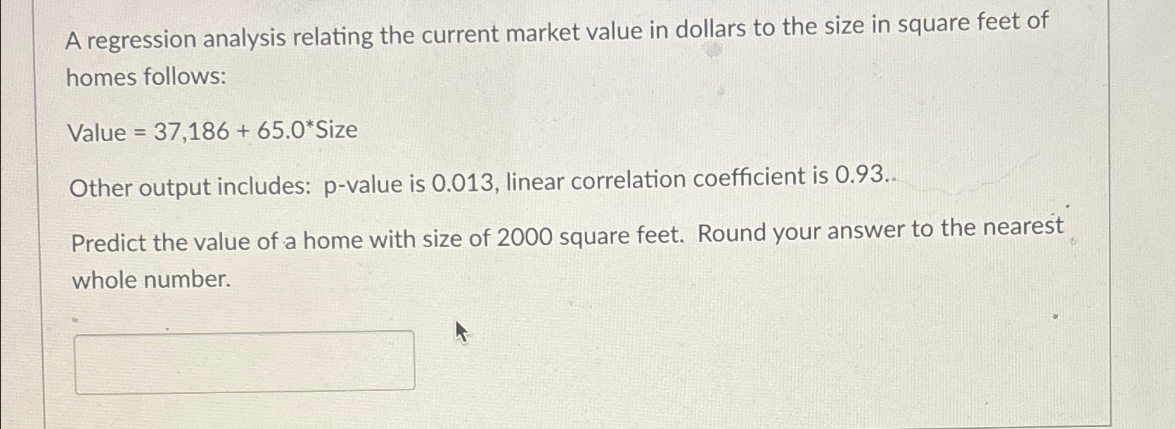 Solved A regression analysis relating the current market | Chegg.com