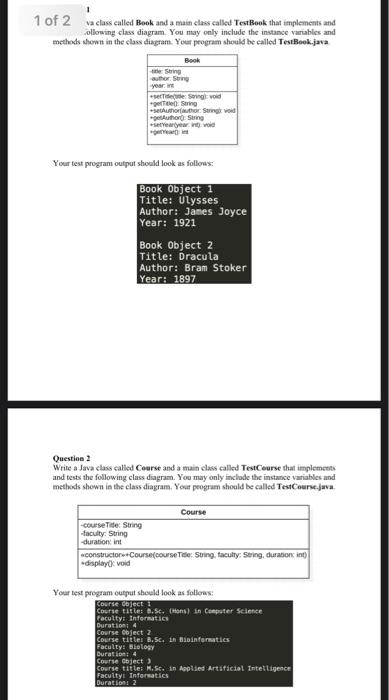 Solved of 2 va class called Book and a main closs called | Chegg.com