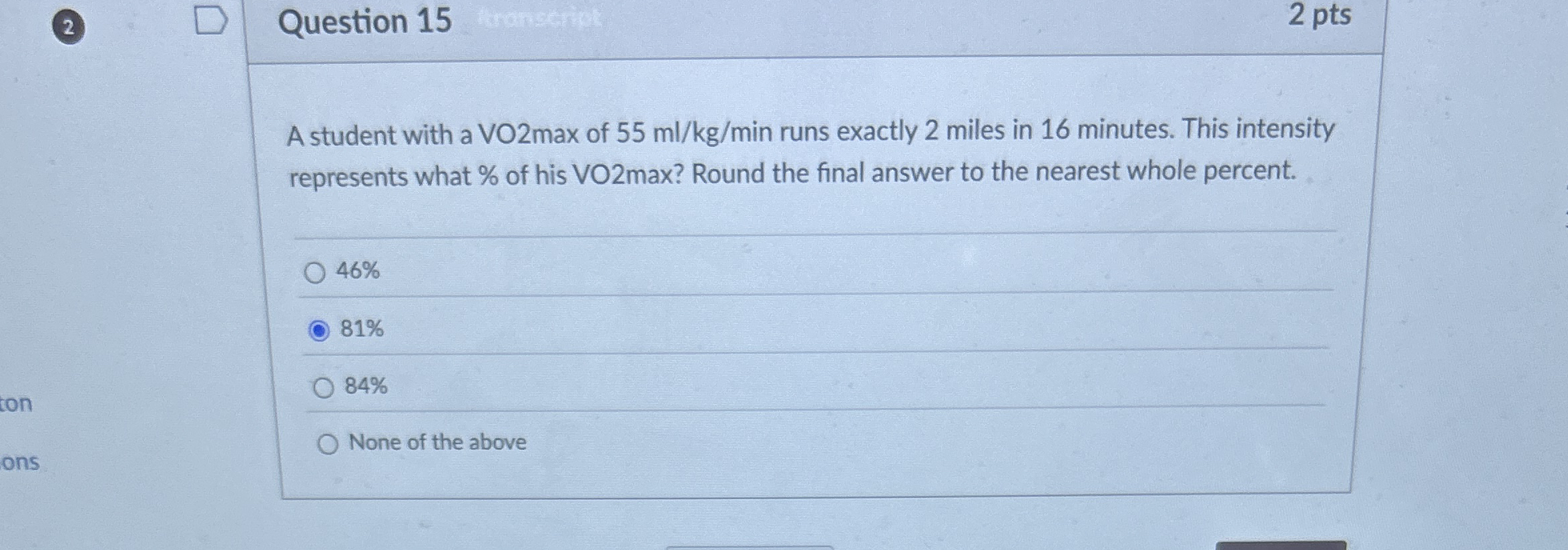 Solved Question 15A student with a VO2max of 55mlkgmin ﻿runs | Chegg.com