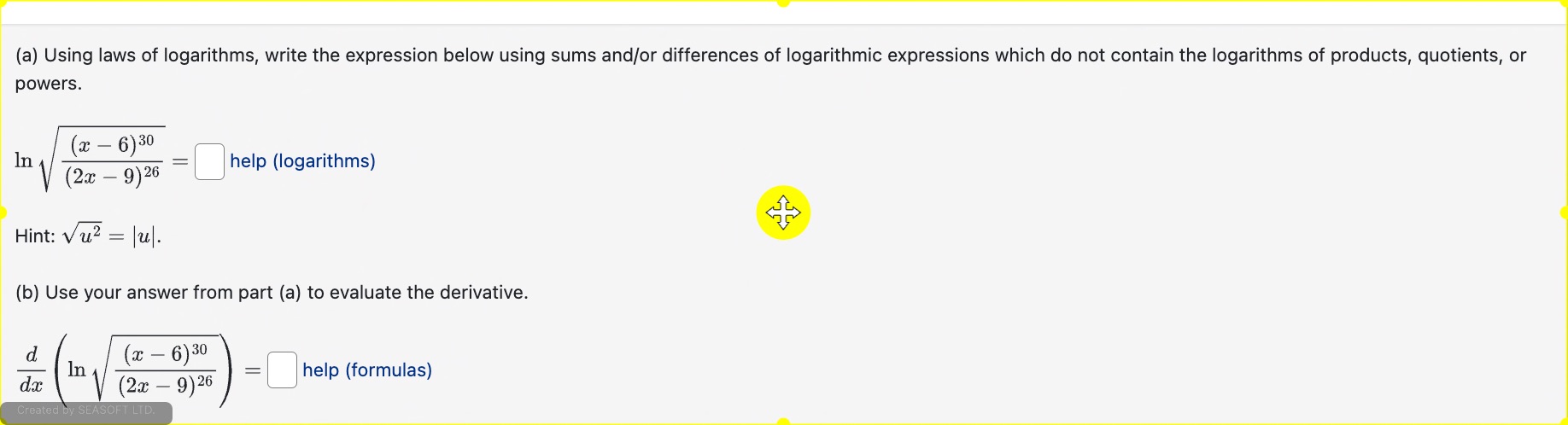 Solved (a) ﻿Using laws of logarithms, write the expression | Chegg.com