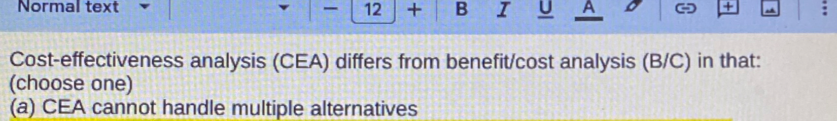 Solved Cost-effectiveness analysis (CEA) ﻿differs from | Chegg.com