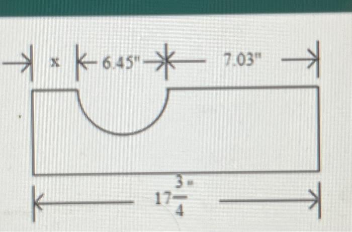 Solved Find the missing distance x in the drawing x= in. | Chegg.com