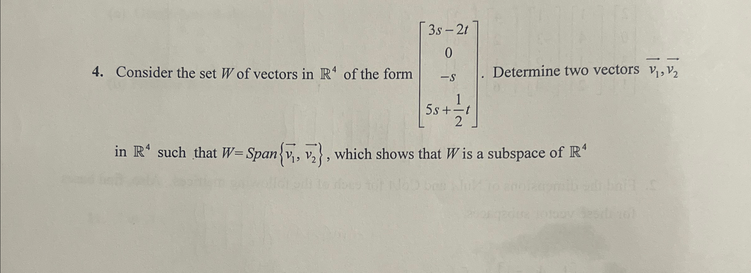 Solved Consider the set W ﻿of vectors in R4 ﻿of the form | Chegg.com