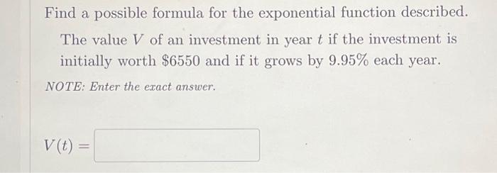 Solved A) The table below shows values for an exponential | Chegg.com