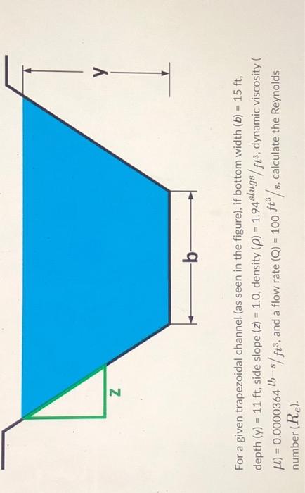Solved For a given trapezoidal channel (as seen in the | Chegg.com