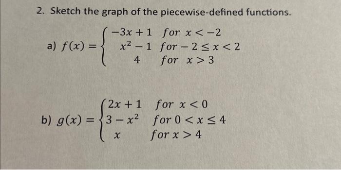Solved 2. Sketch the graph of the piecewise-defined | Chegg.com