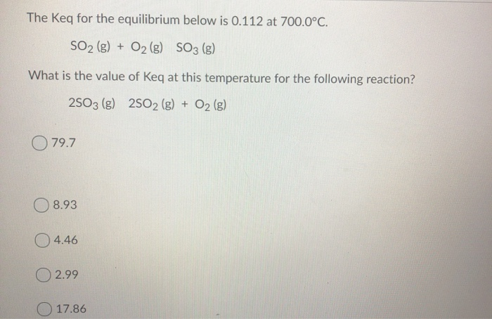Solved The Keq for the equilibrium below is 0.112 at | Chegg.com