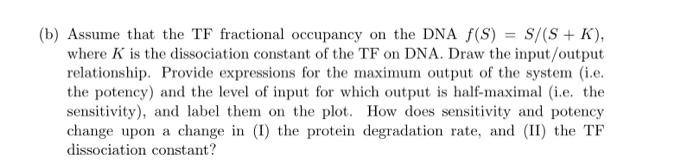 (b) Assume that the TF fractional occupancy on the | Chegg.com