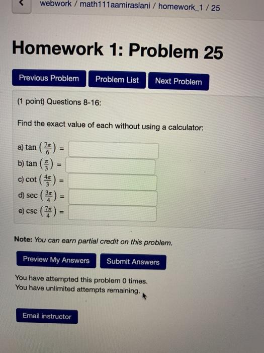 Solved Homework 1 Problem 23 Previous Problem Problem List