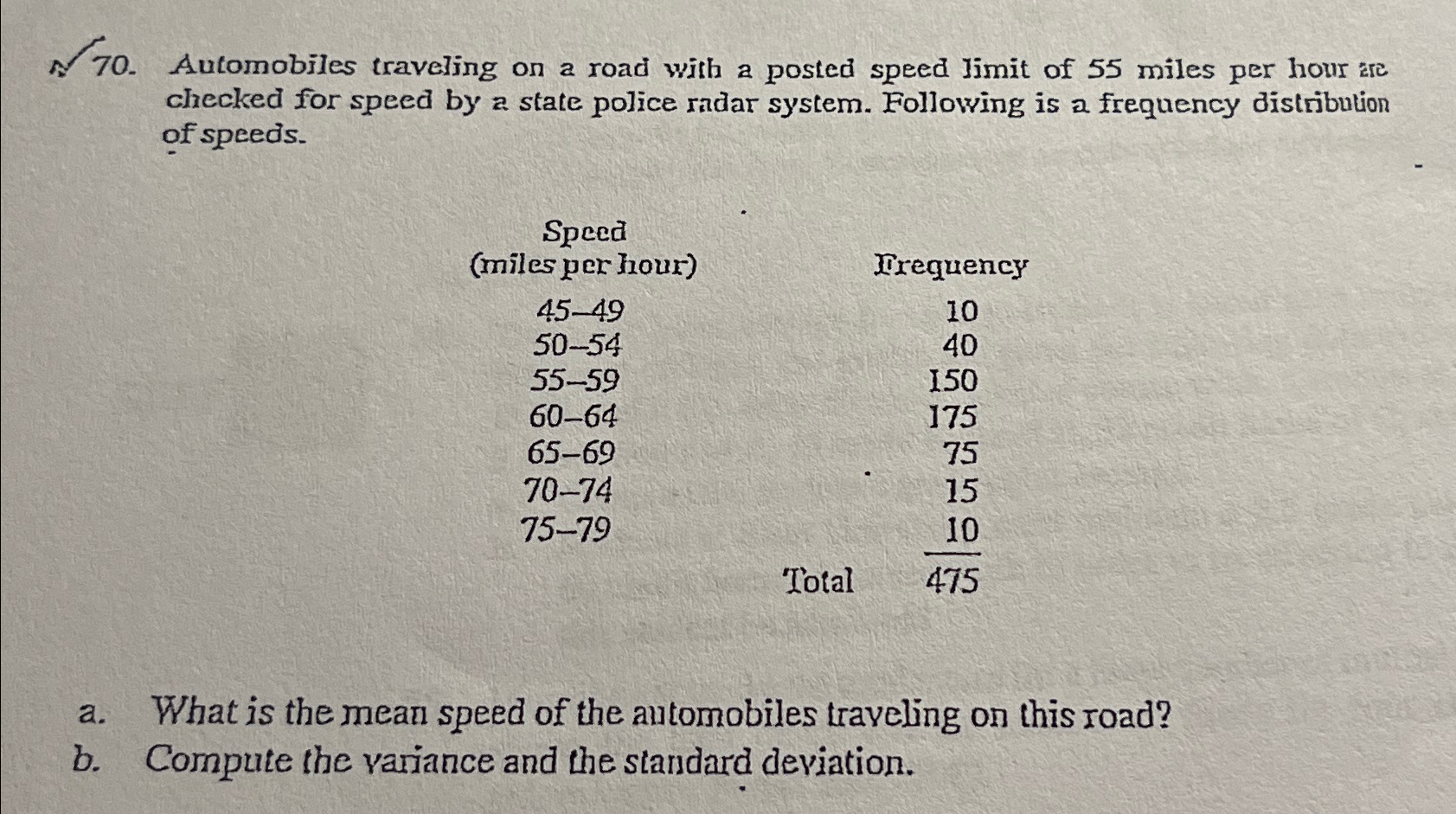Solved Automobiles traveling on a road with a posted speed | Chegg.com