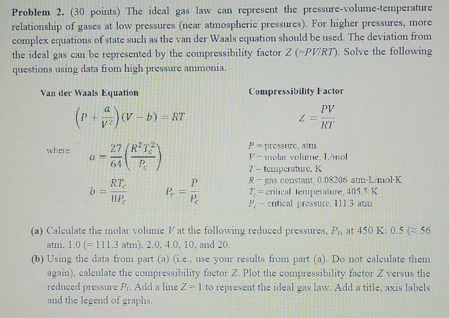 Solved Problem 2. (30 points) The ideal gas law can | Chegg.com