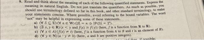 Solved 9. Read and think about the meaning of each of the | Chegg.com