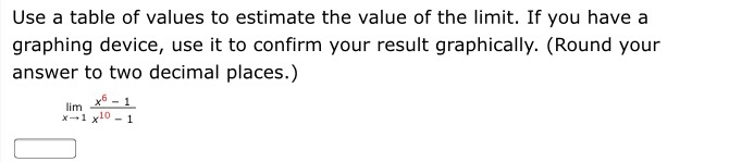 Solved Use A Table Of Values To Estimate The Value Of The