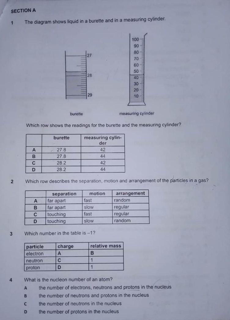 Solved 1 The diagram shows liquid in a burette and in a | Chegg.com