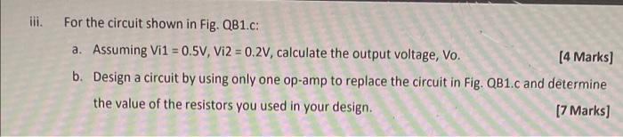Solved i. Fig. QB1.a shows a non-inverting amplifier. The | Chegg.com