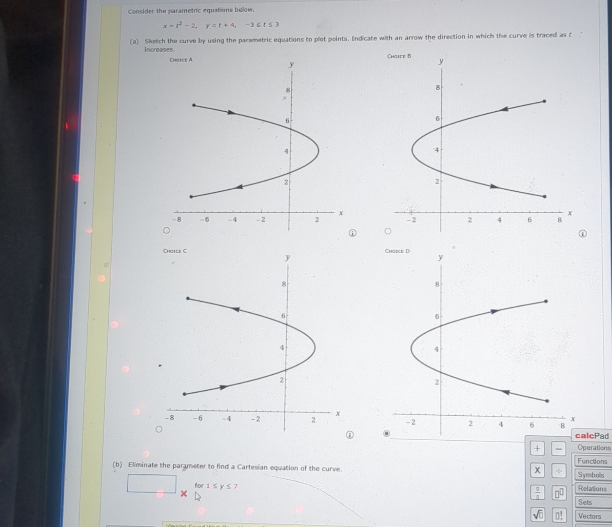 Solved Consider the parametric equations | Chegg.com