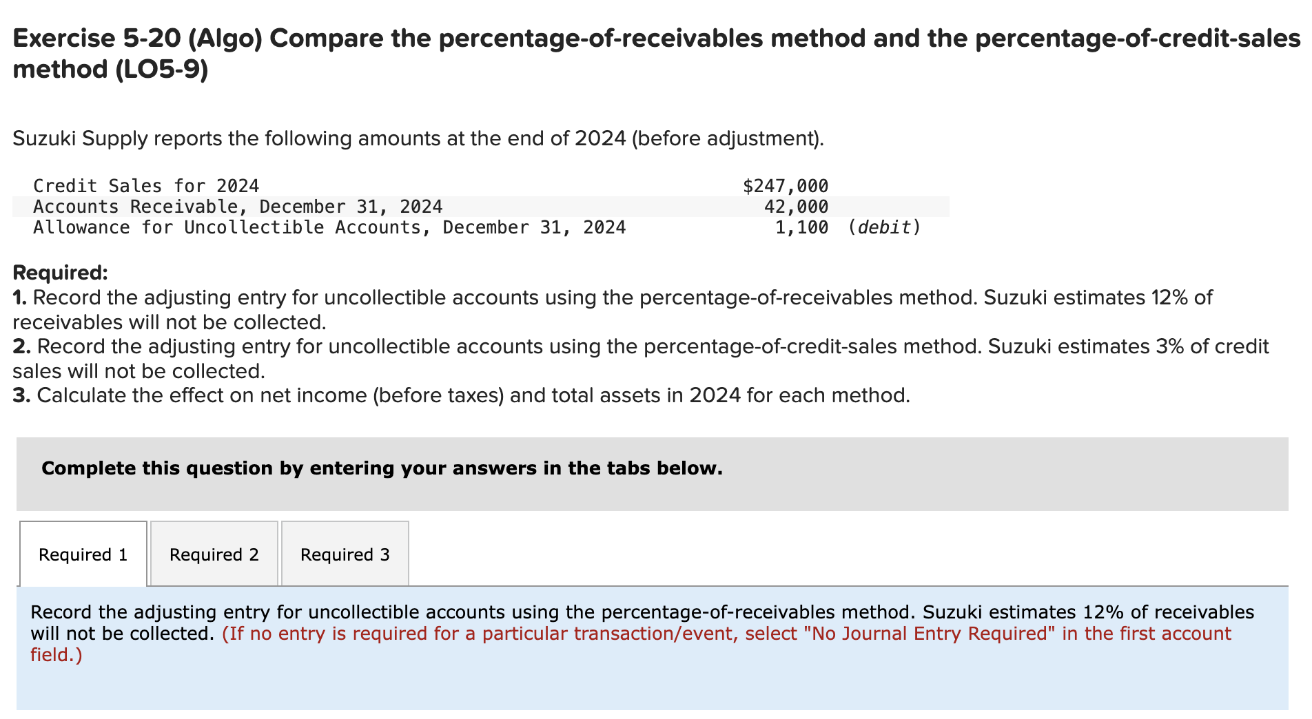 Solved Exercise 5-20 (Algo) ﻿Compare the | Chegg.com