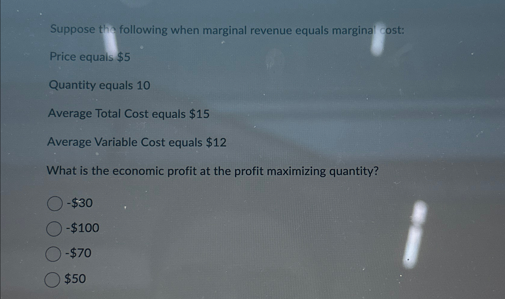Solved Suppose the following when marginal revenue equals | Chegg.com
