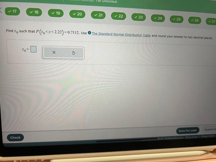 Solved Find z0 such that P(z0 | Chegg.com