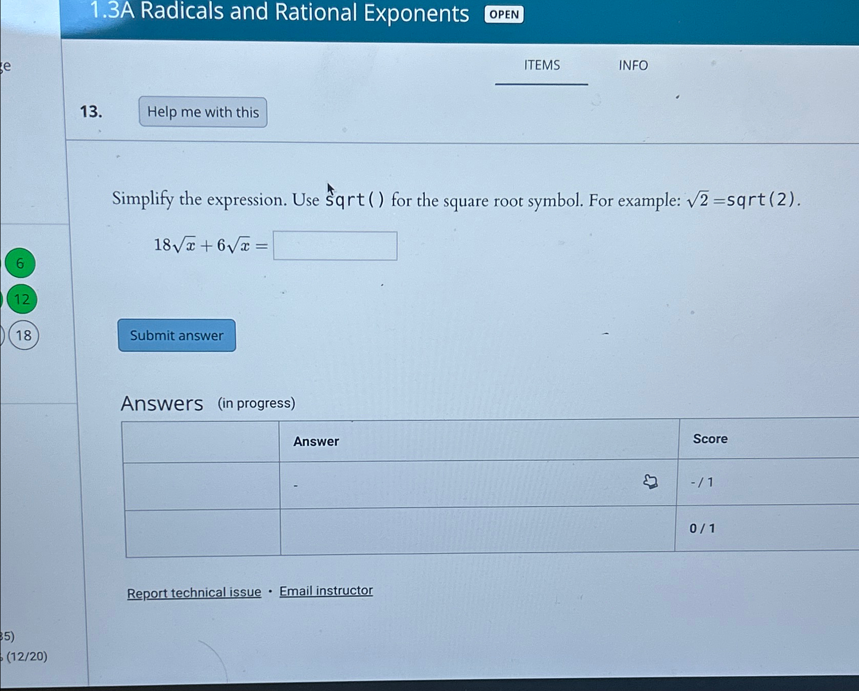 Solved 1.3A Radicals and Rational | Chegg.com
