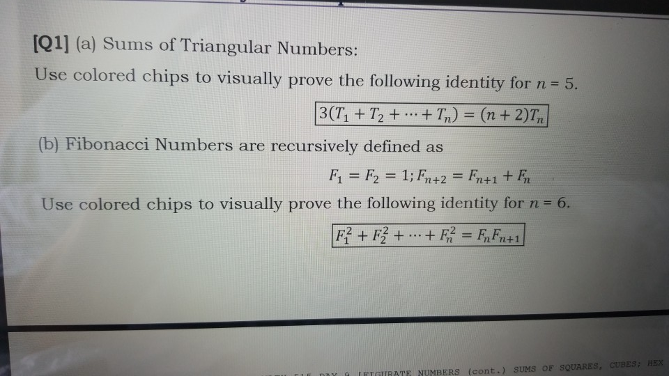 Solved [01] (a) Sums of Triangular Numbers: Use colored | Chegg.com