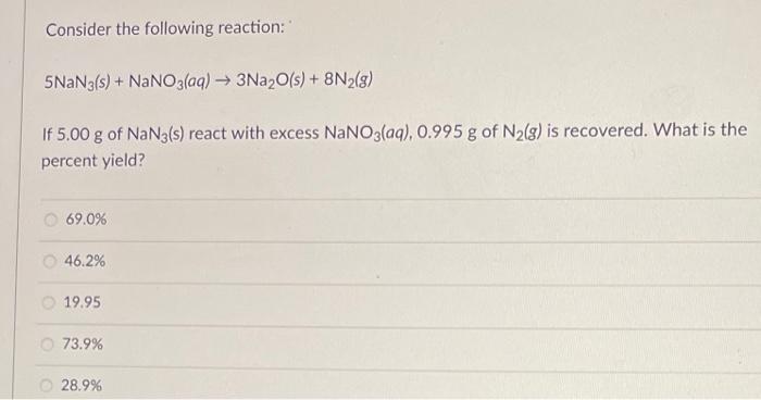 Solved Consider the following reaction: | Chegg.com