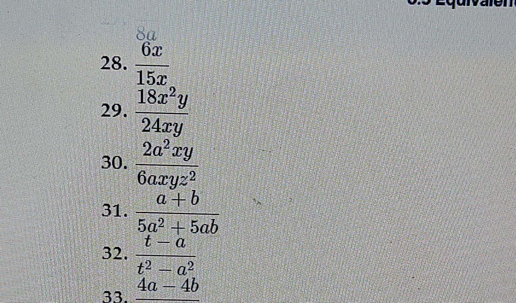 Solved 29. 24xy18x2y 30. 6axyz22a2xy 31. 5a2+5aba+b 32. | Chegg.com