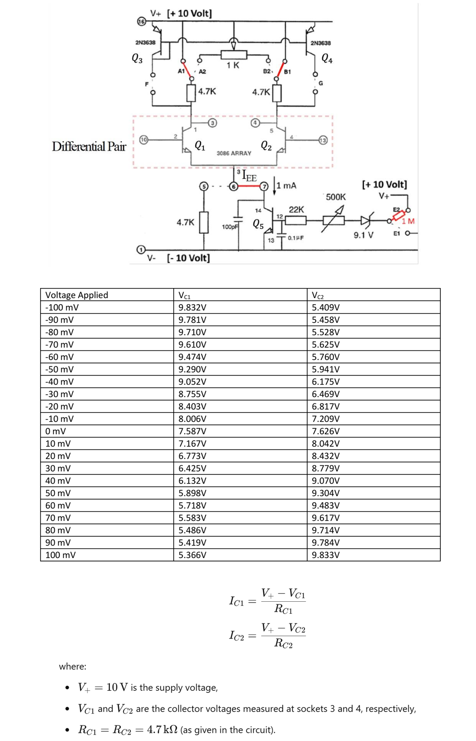 Solved Differential mode operation of ﻿the differential | Chegg.com