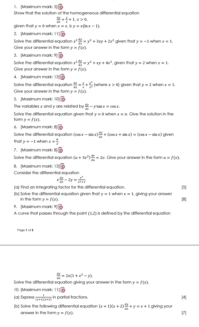 Solved [Maximum mark: 5]Show that the solution of the | Chegg.com