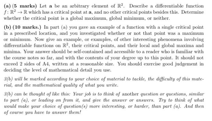 Solved (a) (5 marks) Let a be an arbitrary element of R2. | Chegg.com