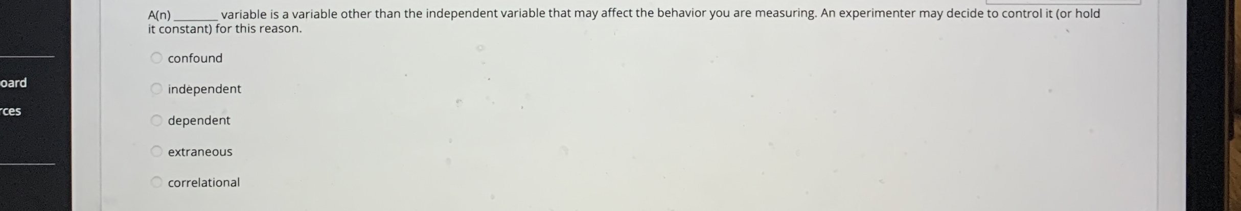 Solved A(n), ﻿variable is a variable other than the | Chegg.com