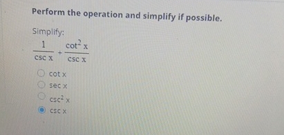 Solved Perform the operation and simplify if | Chegg.com