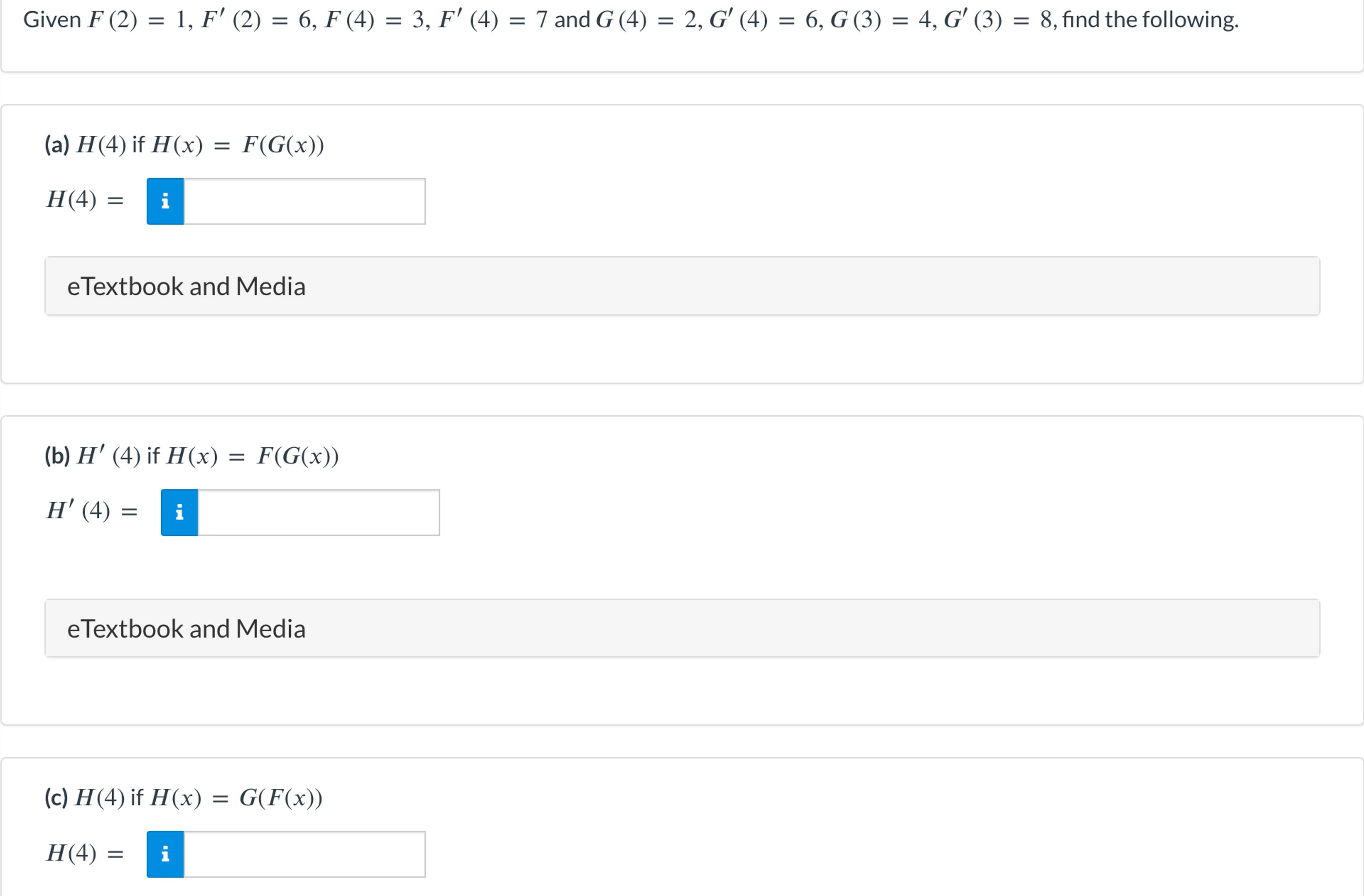 Solved Given F(2)=1,F'(2)=6,F(4)=3,F'(4)=7 ﻿and | Chegg.com
