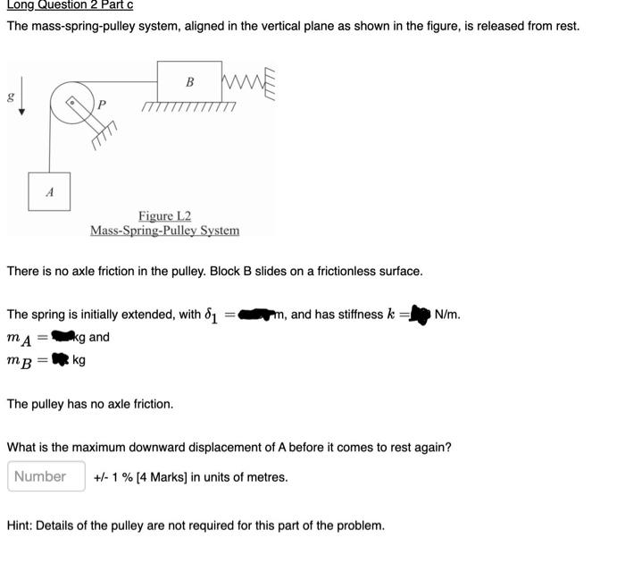 Solved Long Question 2 Part c The mass-spring-pulley system, | Chegg.com