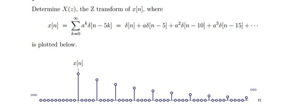 Solved Determine X(z), the Z transform of x[n], where | Chegg.com