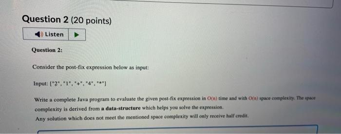 Solved Consider The Post Fix Expression Below As Input 0796