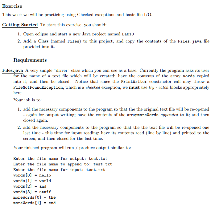 Solved Exercise This week we will be practicing using | Chegg.com