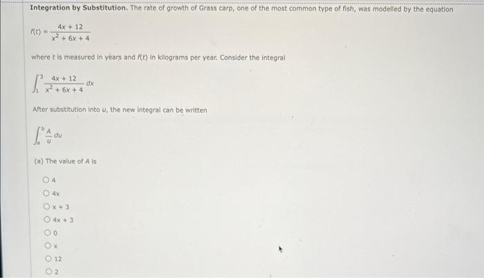 Solved Integration by Substitution. The rate of growth of | Chegg.com