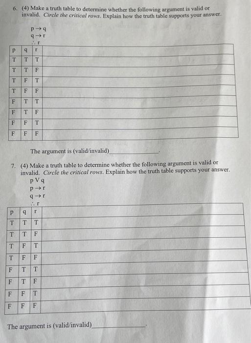 Solved 6. (4) Make a truth table to determine whether the | Chegg.com