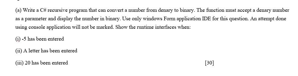 Solved (a) Write a C\# recursive program that can convert a | Chegg.com Solved (a) Write a C\# recursive program that can convert a | Chegg.com