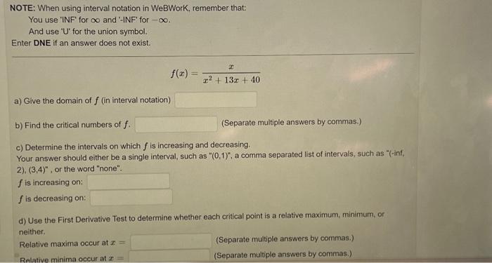 Solved You use 'INF' for ∞ and '-INF' for −∞. And use ' U ' | Chegg.com