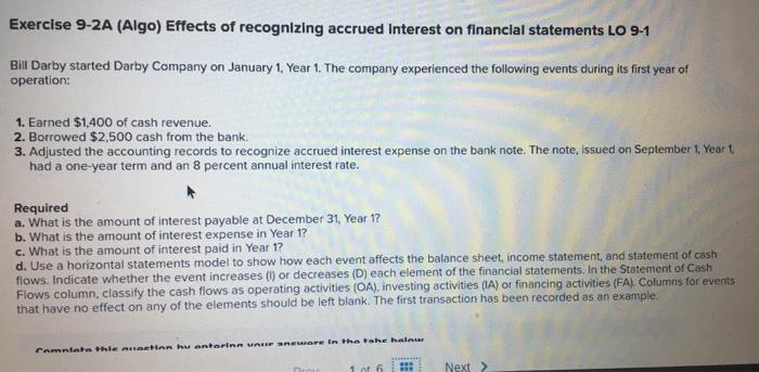 Solved Exercise 9-2A (Algo) Effects of recognizing accrued | Chegg.com