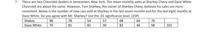 Solved There are two Chevrolet dealers in Jamestown, New | Chegg.com