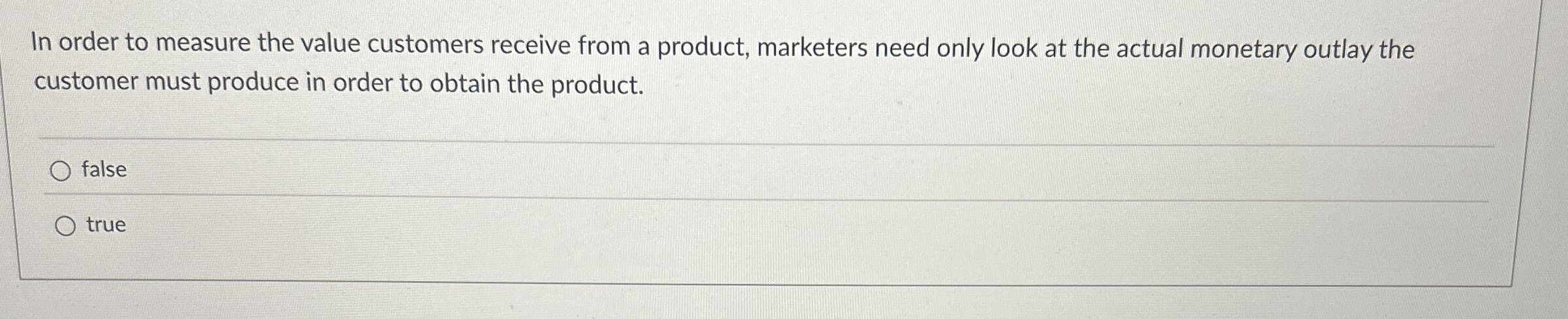 Solved In order to measure the value customers receive from | Chegg.com