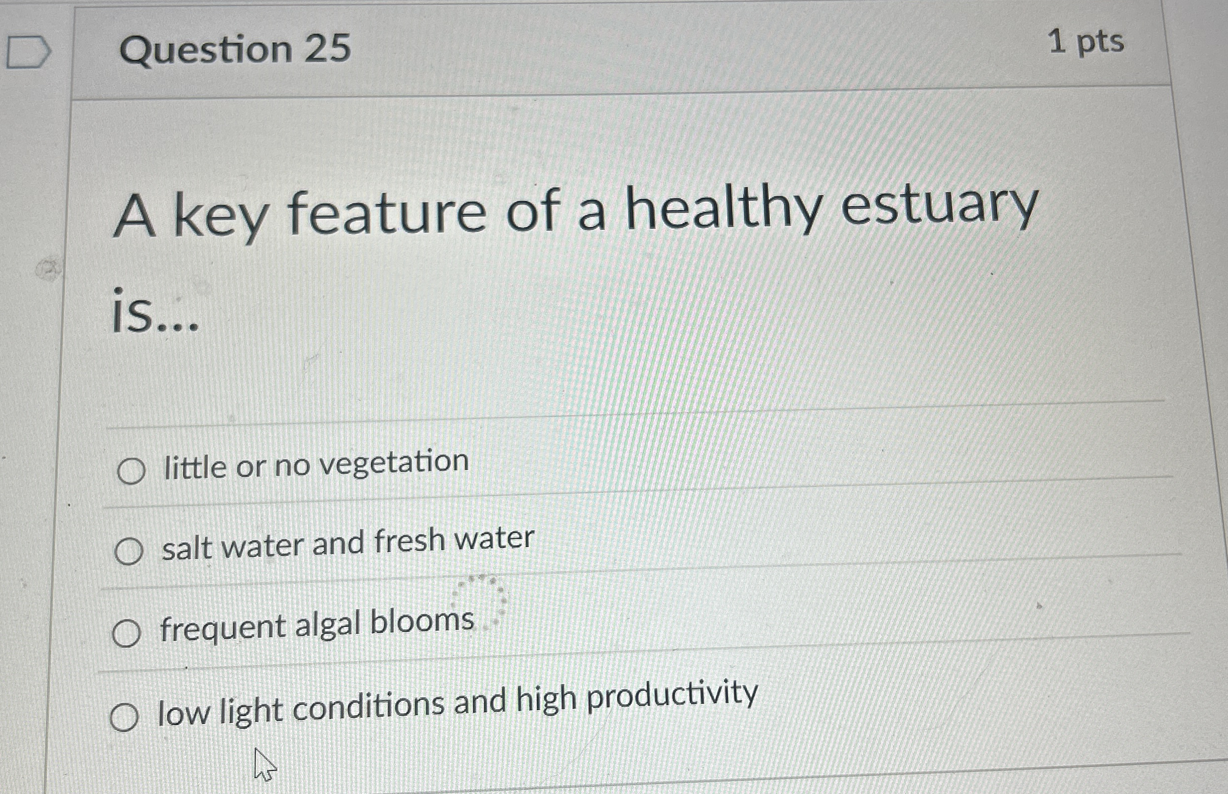 Solved Question 251 ﻿ptsA key feature of a healthy estuary | Chegg.com