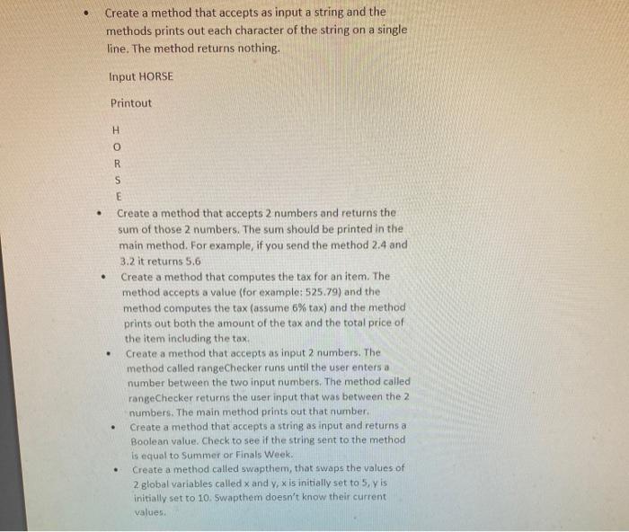 Solved Create A Method That Accepts As Input A String And 9240