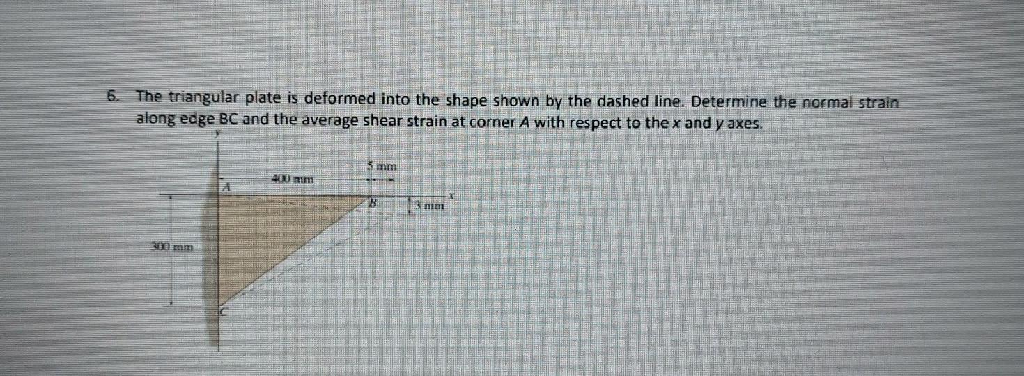 Solved 6. The triangular plate is deformed into the shape | Chegg.com