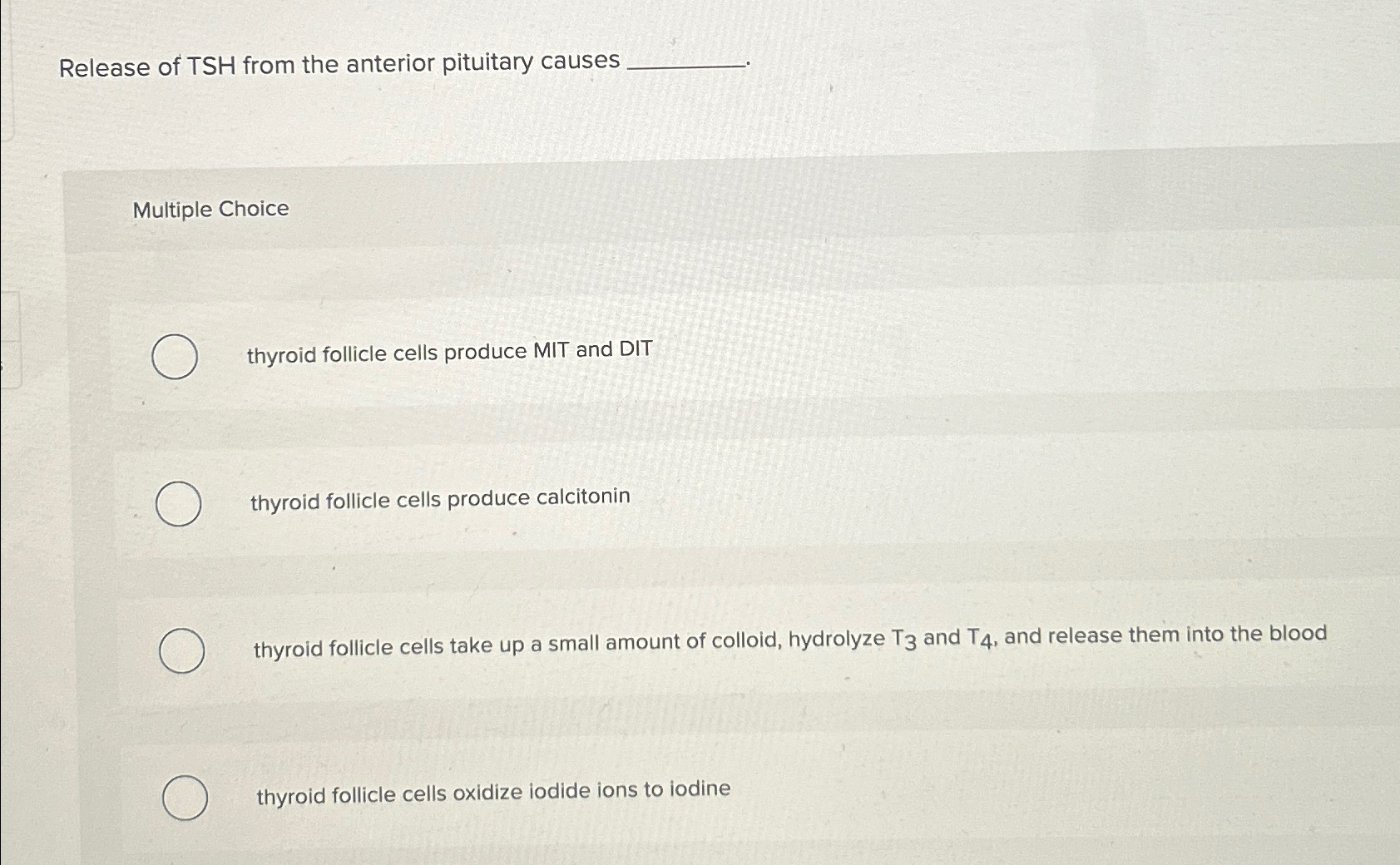 Solved Release of TSH from the anterior pituitary | Chegg.com