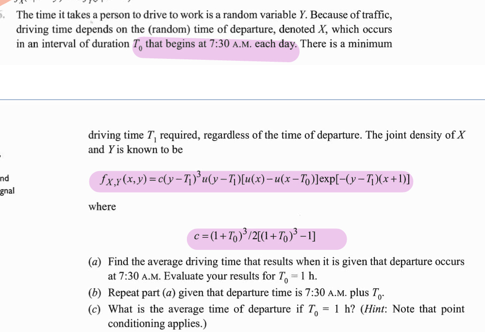 Solved The time it takes a person to drive to work is a | Chegg.com